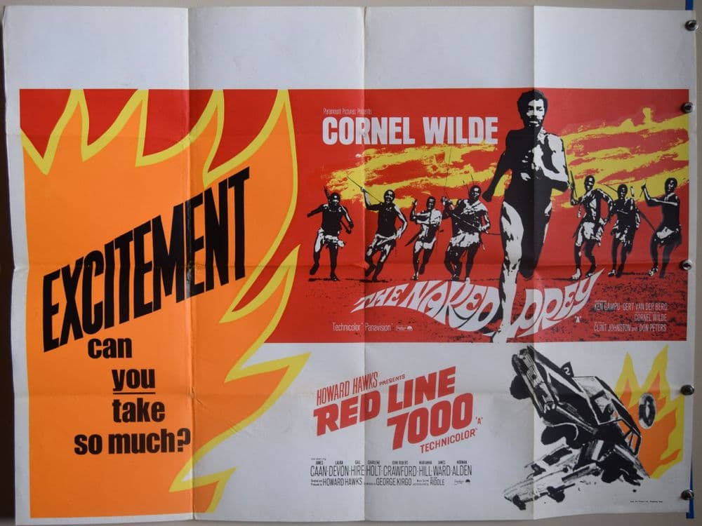 Naked Prey/ Red Line 7000 - British Quad Poster Cornel Wilde