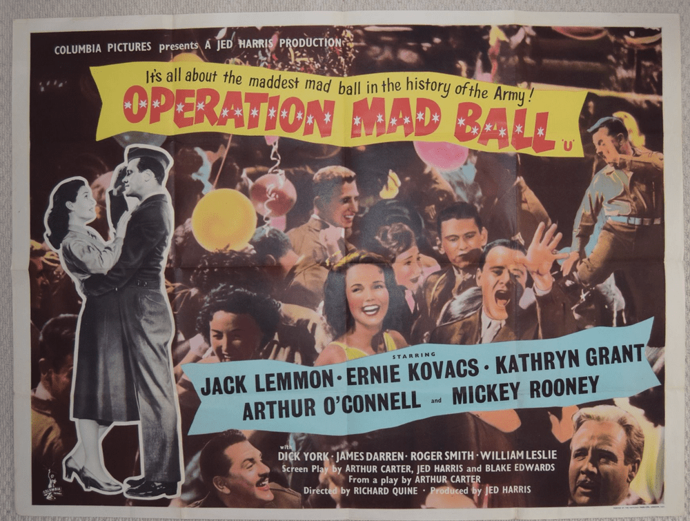 Operation Mad Ball Original UK Quad Poster Jack Lemmon Ernie Kovacs 57