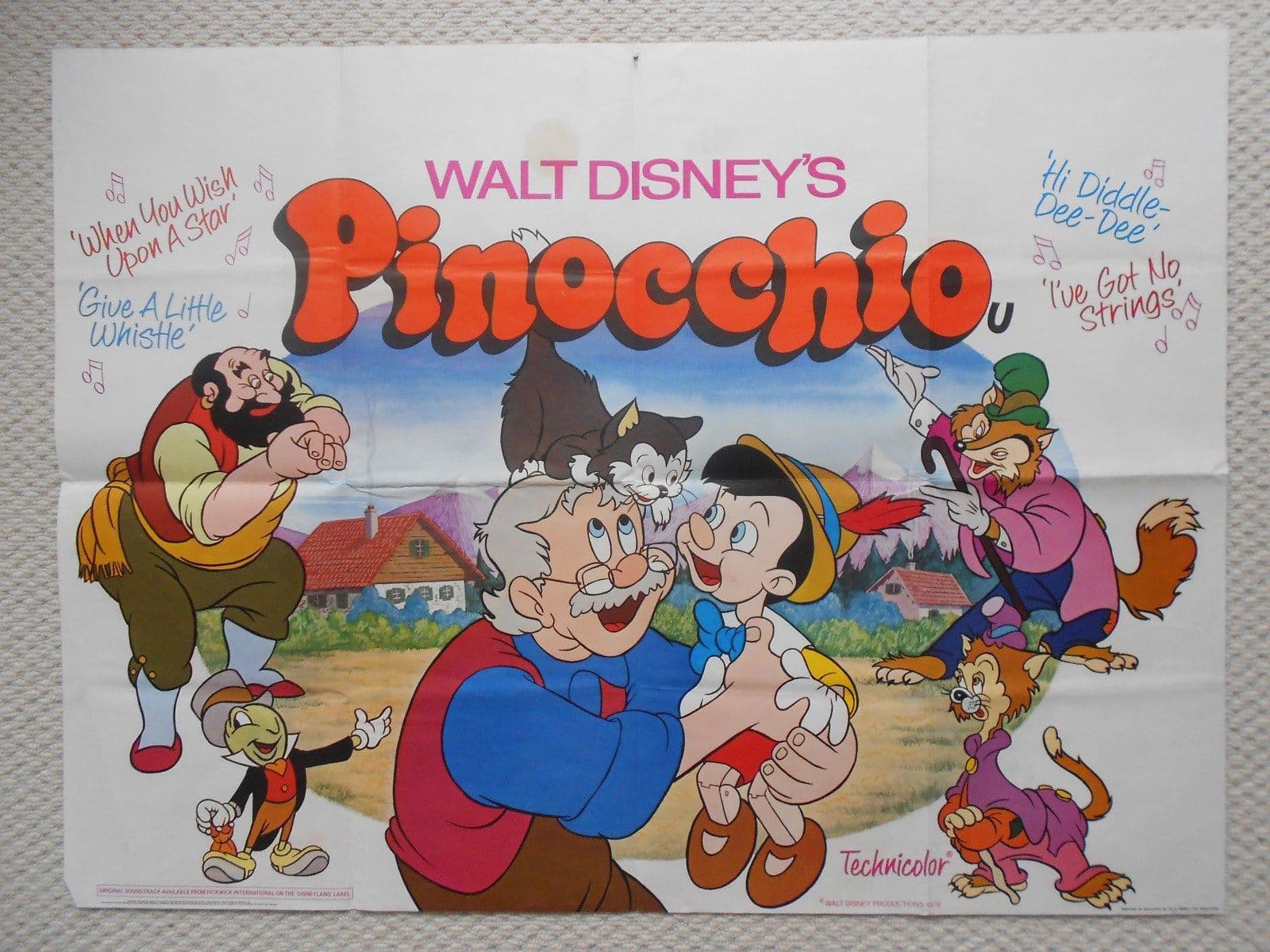 Pinocchio Original UK Quad Poster Classic Walt Disney 78