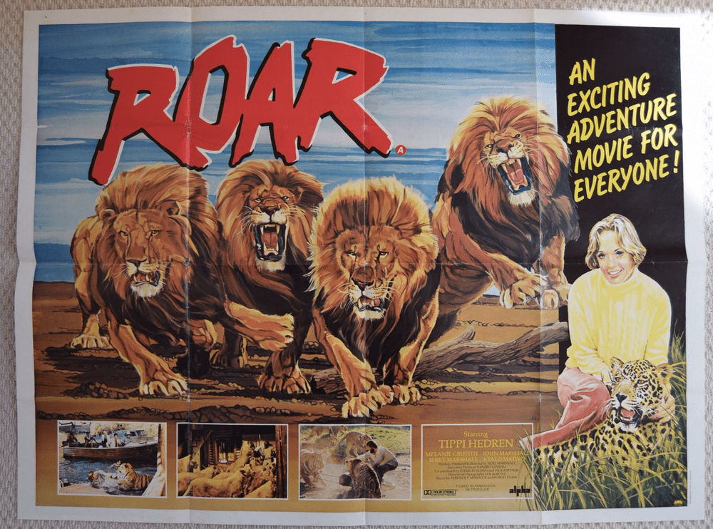 Roar UK Quad Poster Tippi Hedren Melanie Griffith Amazing Lion Art 81