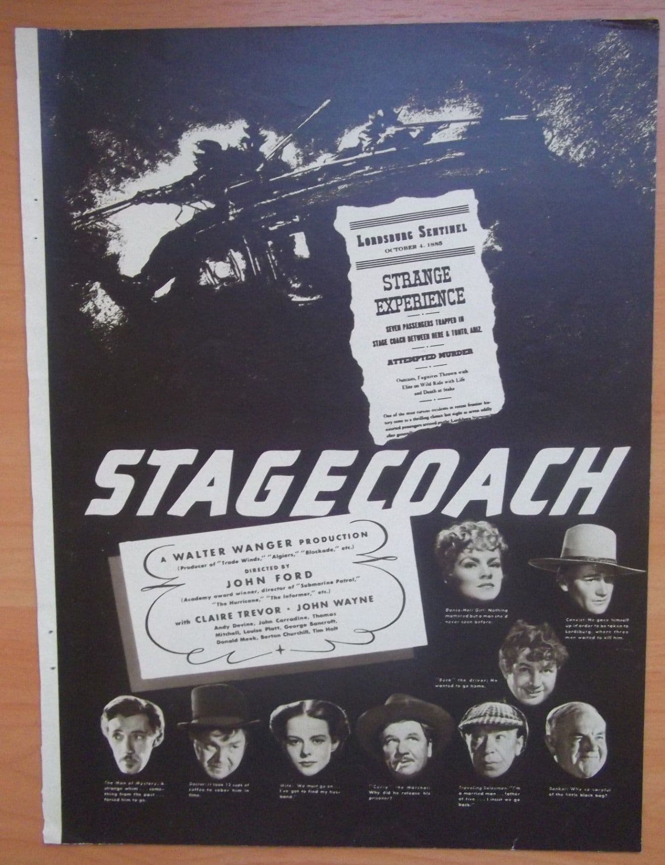 Stagecoach Original Trade Ad John Wayne Claire Trevor John Ford 39