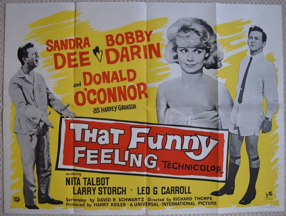 That Funny Feeling Original UK Quad Film Poster Sandra Dee Bobby Darin 65