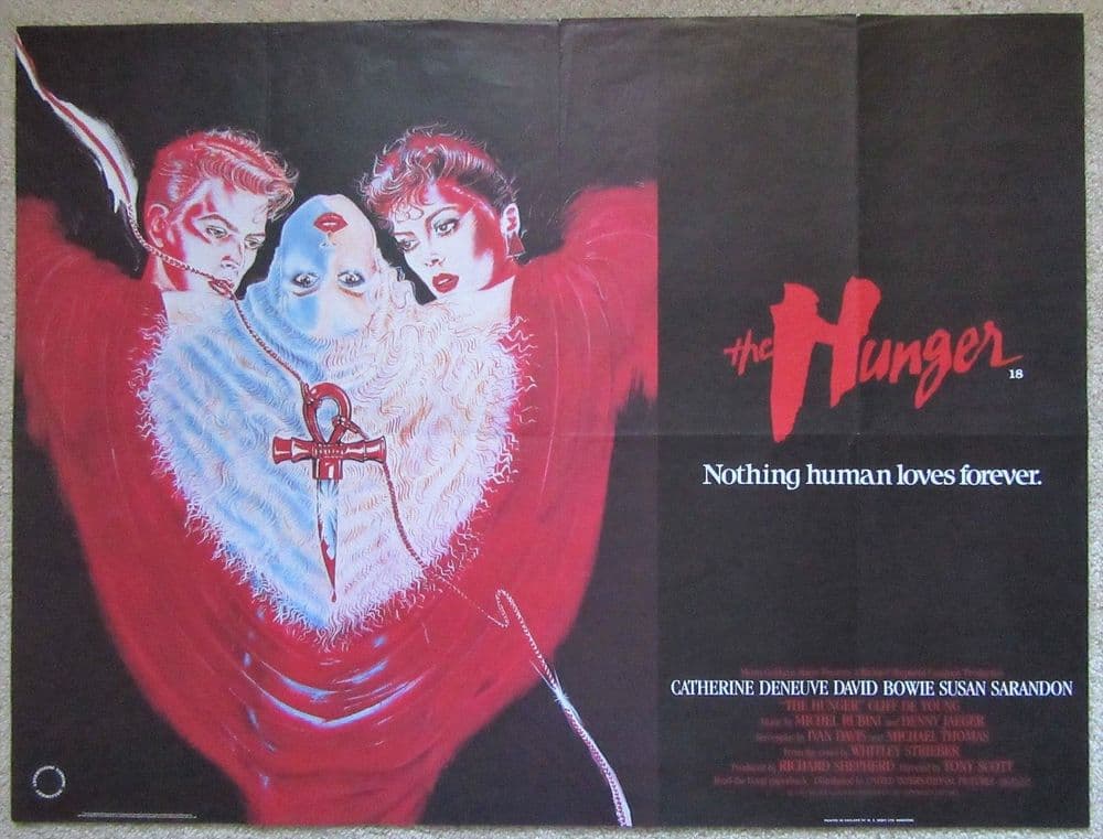 The Hunger 1983 David Bowie Catherine Deneuve Film Poster - UK Quad