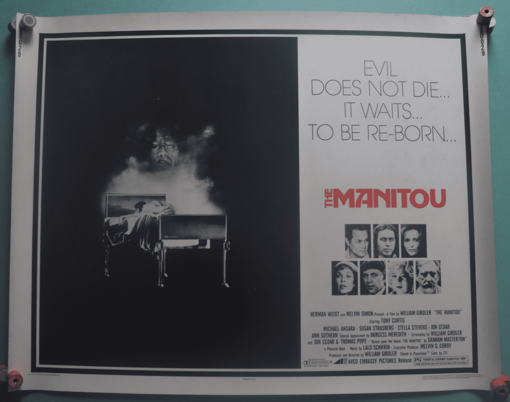 The Manitou Movie Poster Half Sheet Tony Curtis Susan Strasberg 78