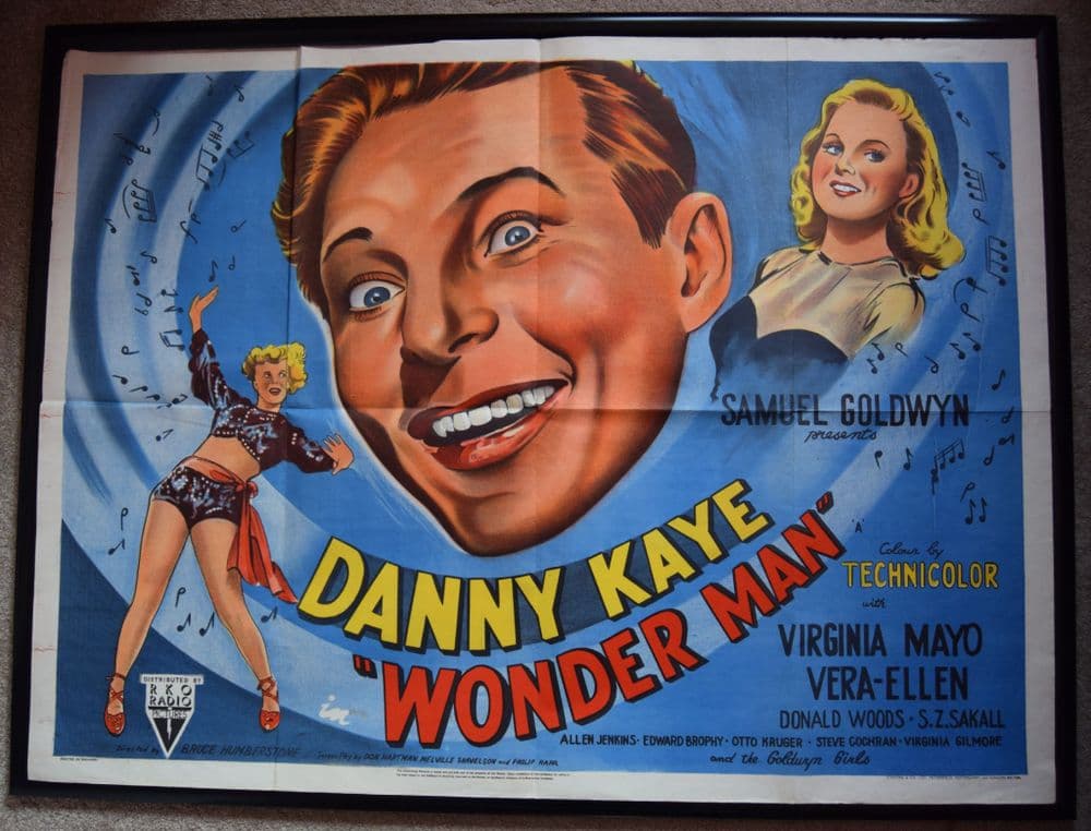 Wonder Man 1945 Danny Kaye Film Poster - UK Quad