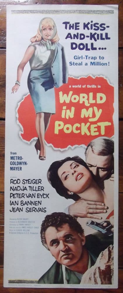 World in my Pocket Insert Movie Poster Crime Rod Steiger Nadja Tiller 62