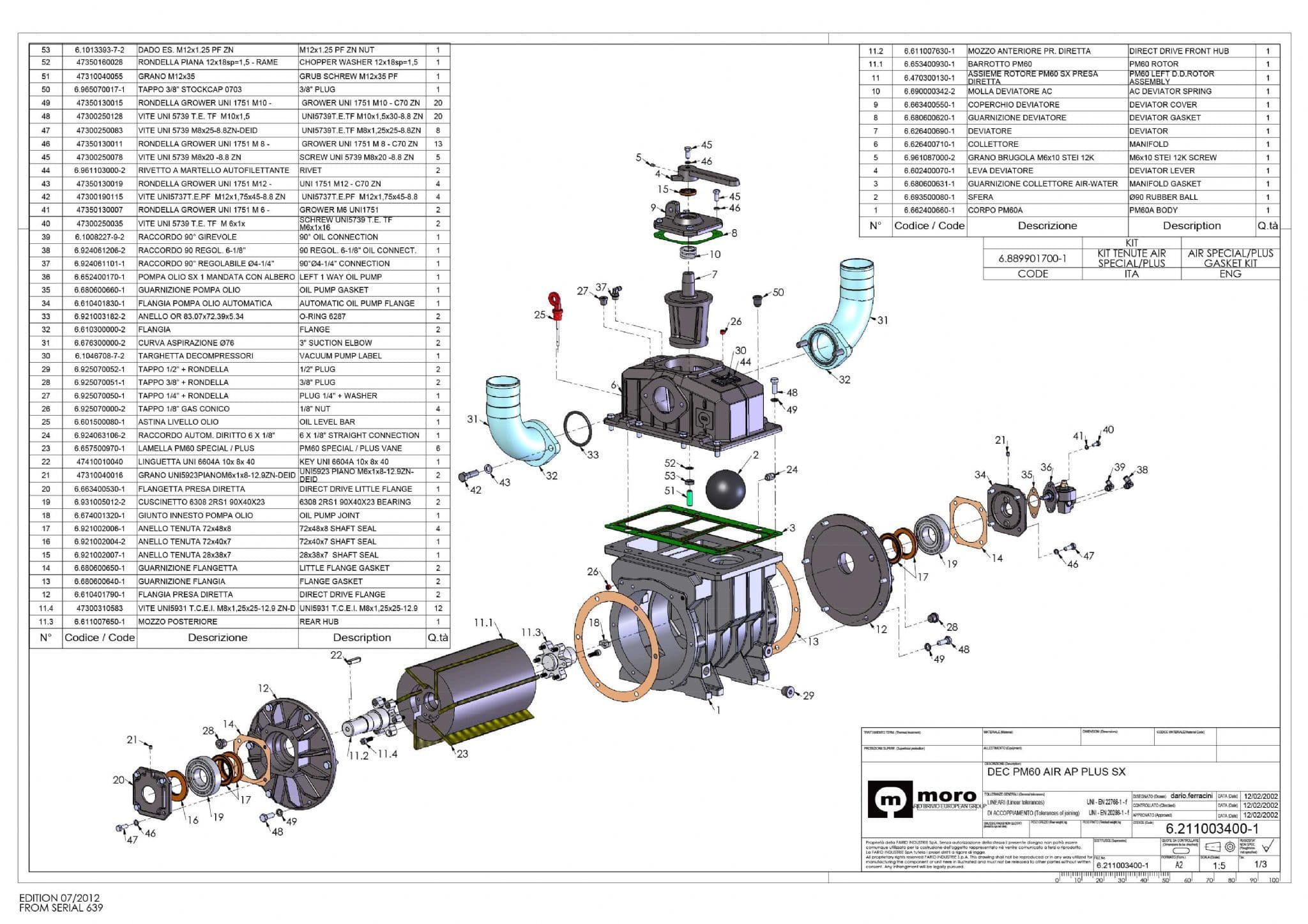 MORO AIR PM60A SPECIAL / PLUS GASKET KIT