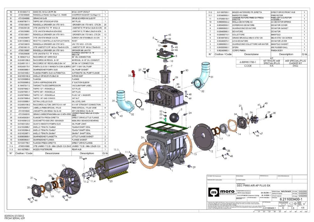 MORO AIR PM60A SPECIAL / PLUS GASKET KIT
