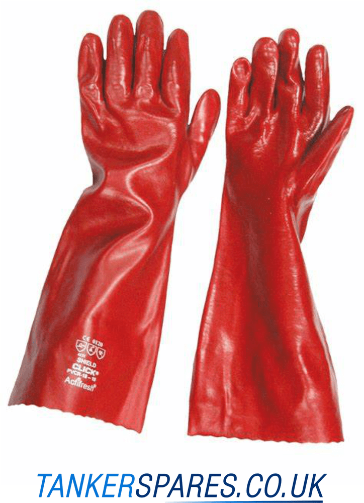 One Pair Red PVC Gauntlets 18"