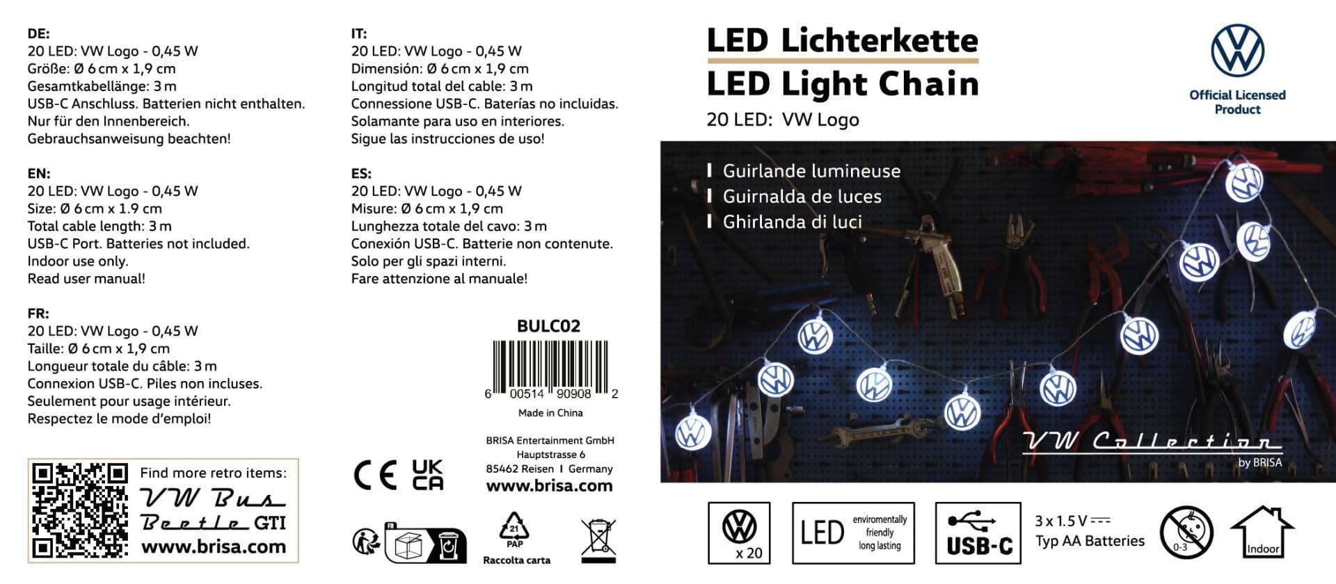 VW Logo LED String Lights