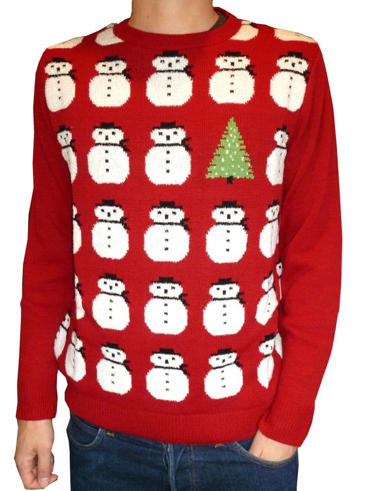 Men's Christmas Tree Snowman Jumper | FuzzDandy