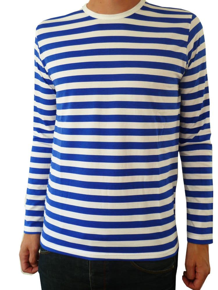 Mens Longsleeve Stripey Top Blue & White
