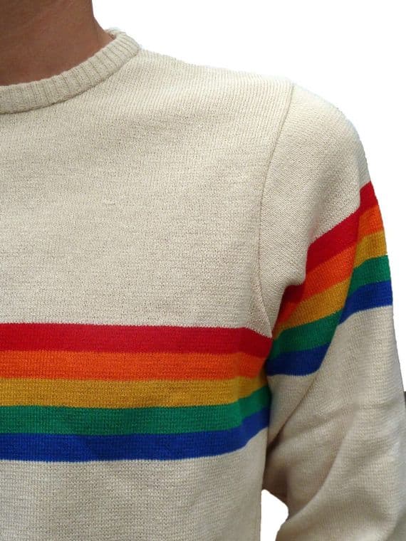 Rainbow - Mens Rainbow Jumper - Cream