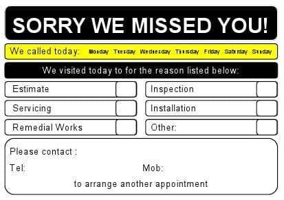 Contact/Sorry We Missed You Pad