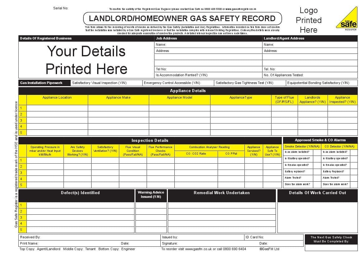 Housing Association Landlord/Homeowner Gas Safety Record