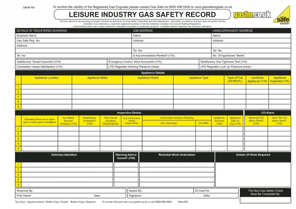 Leisure Industry Gas Safety Record