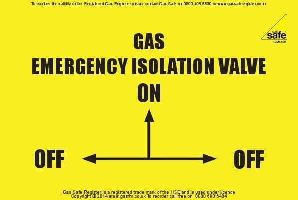Pack Of Gas Isolation Valve Label