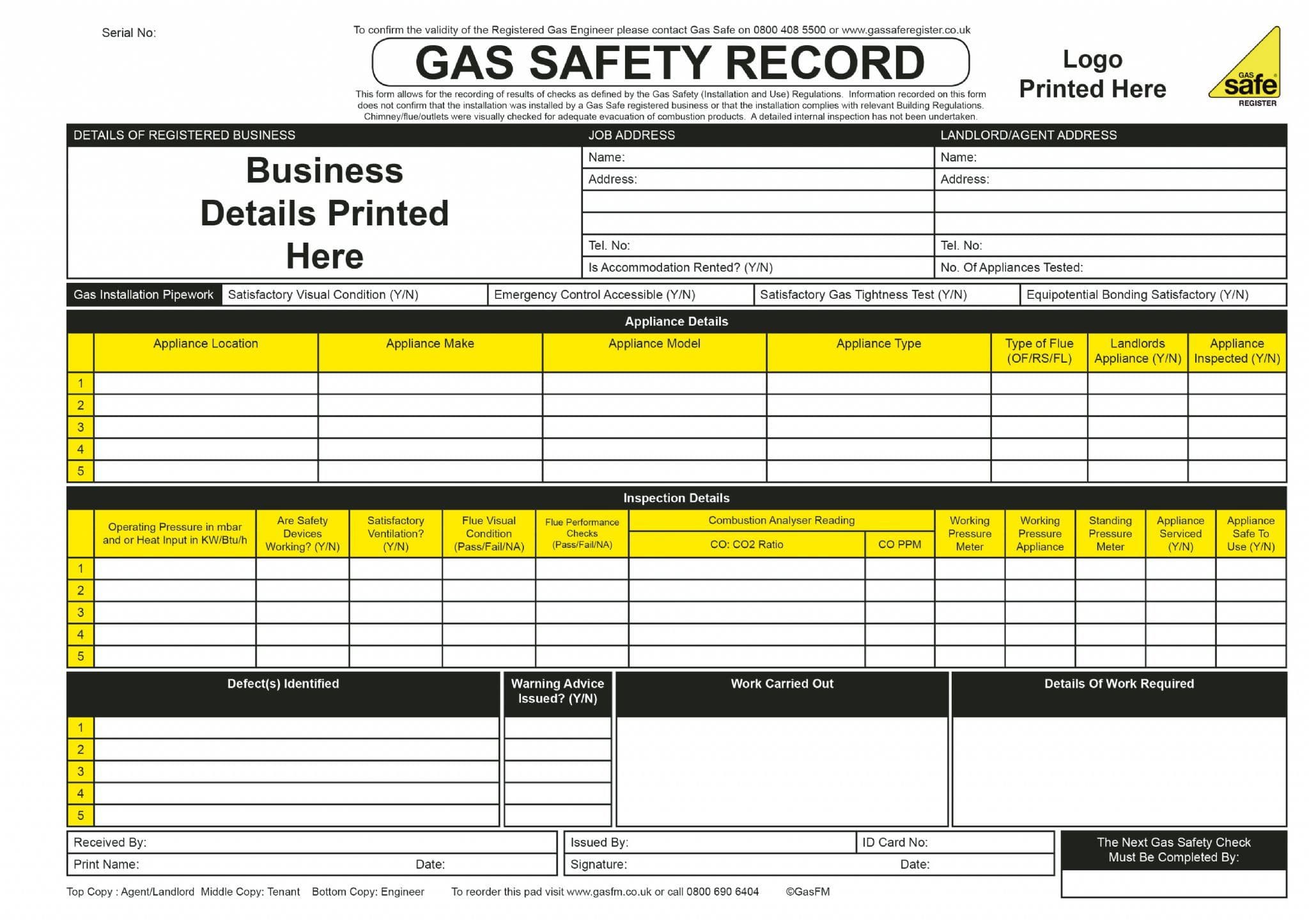 Personalised Gas Safety Record Personalised Gas Safety Record