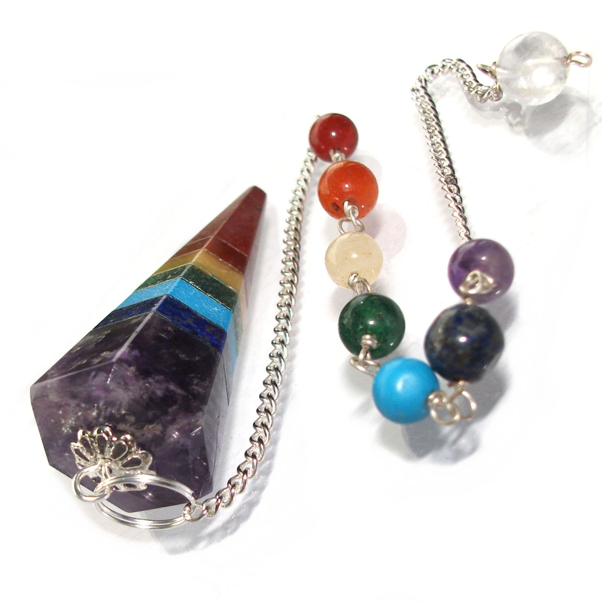 7 Chakra Stone Pendulum Dowsing Crystal Point