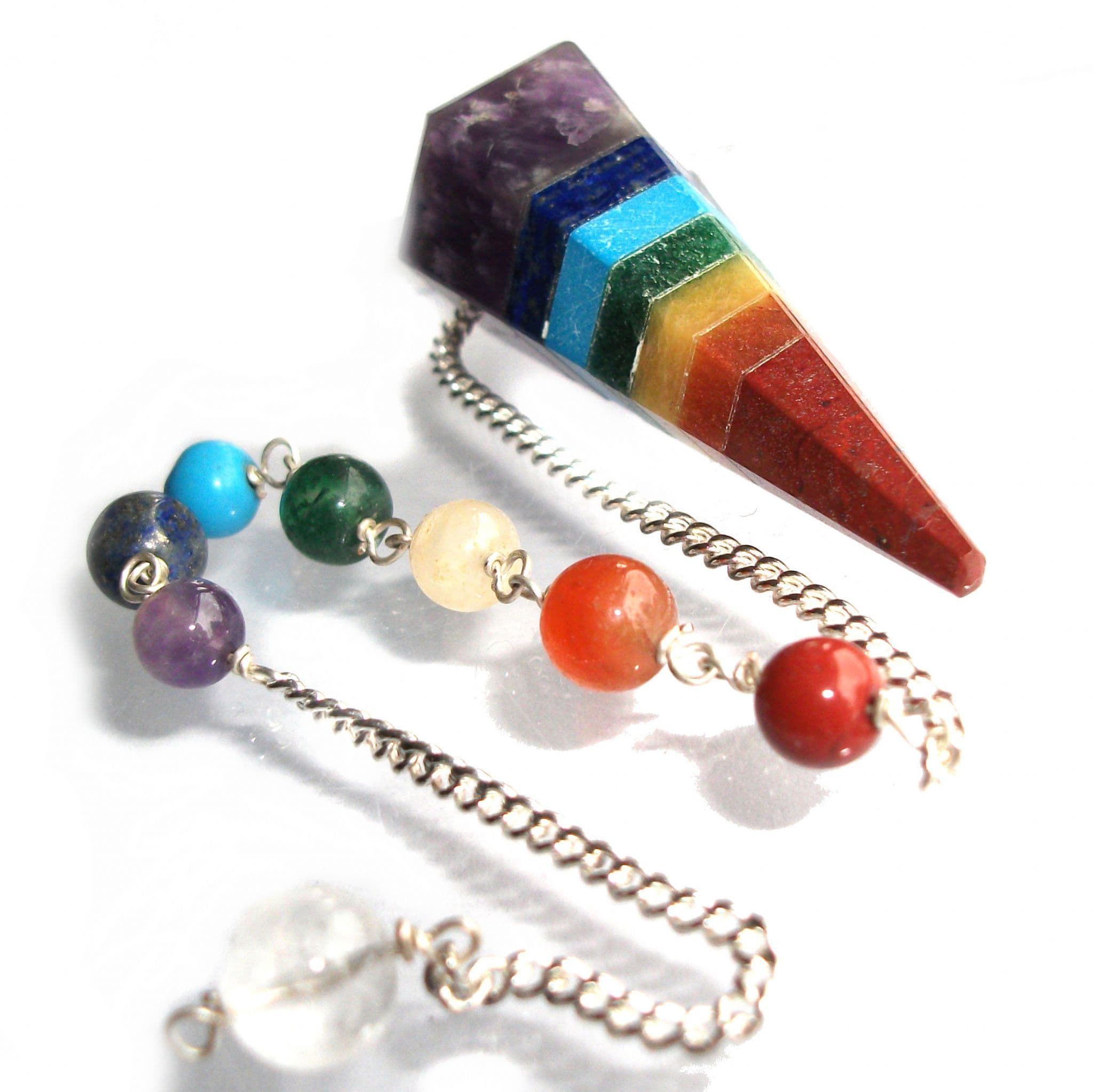 7 Chakra Stone Pendulum Dowsing Crystal Point