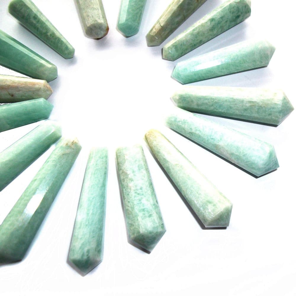 Amazonite 12 Faceted DT Crystal Vogel Wand 40-59mm