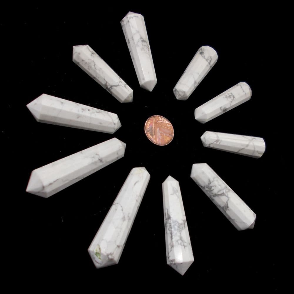 Howlite 12 Faceted DT Crystal Vogel Wand 40-59mm