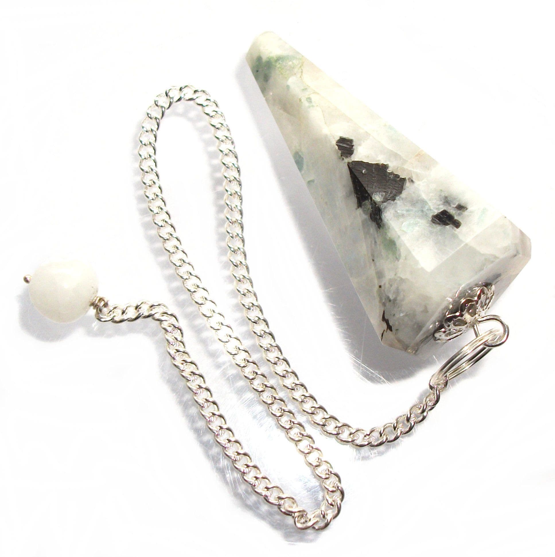 Rainbow Moonstone Pendulum Dowsing Crystal Point
