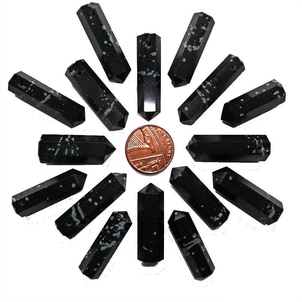 Snowflake Obsidian Polished ST Crystal Point Pendant Dowsing