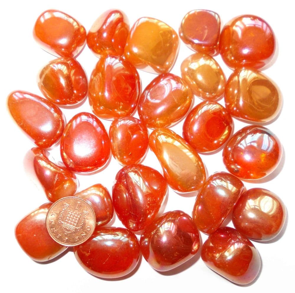 Sunshine Tangerine Aura Quartz Tumble Stone