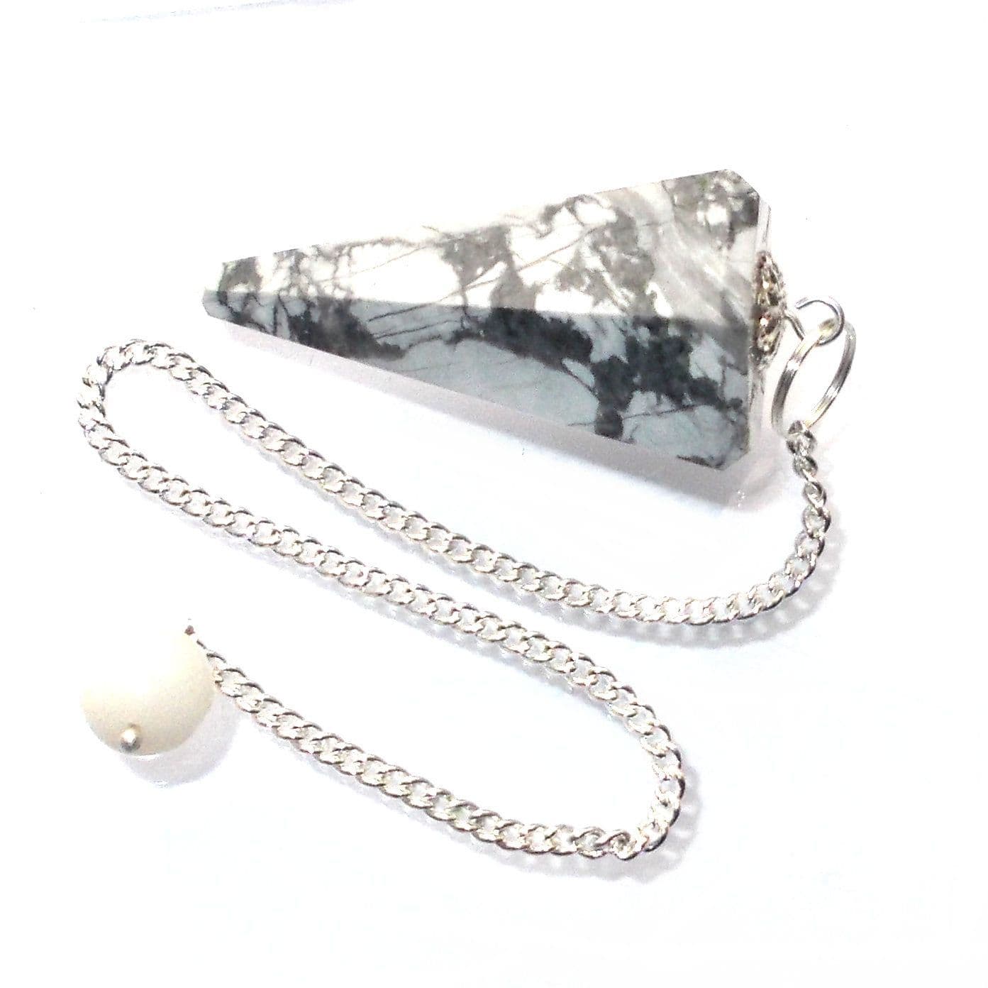White Howlite Pendulum Dowsing Crystal Point