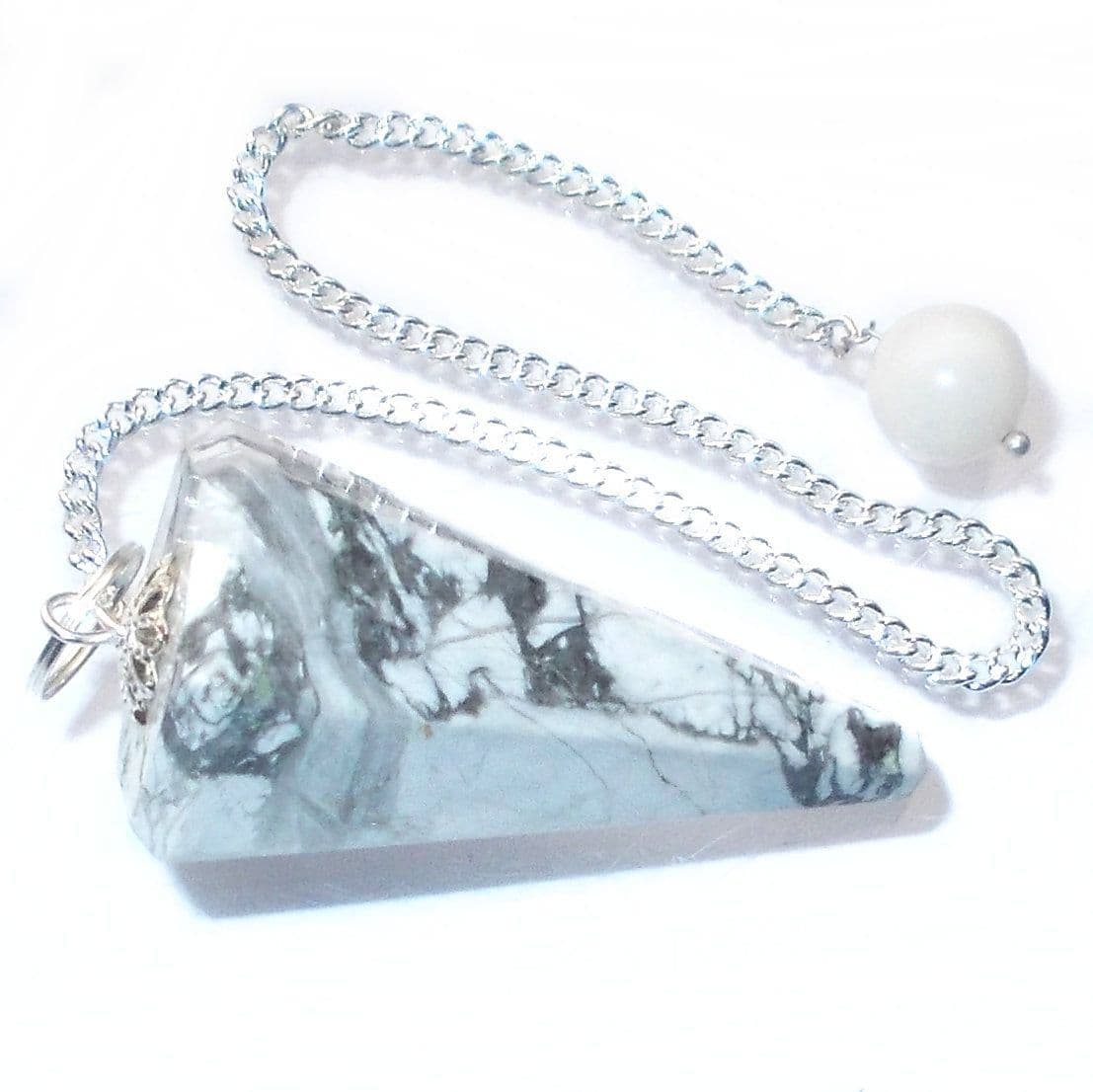 White Howlite Pendulum Dowsing Crystal Point