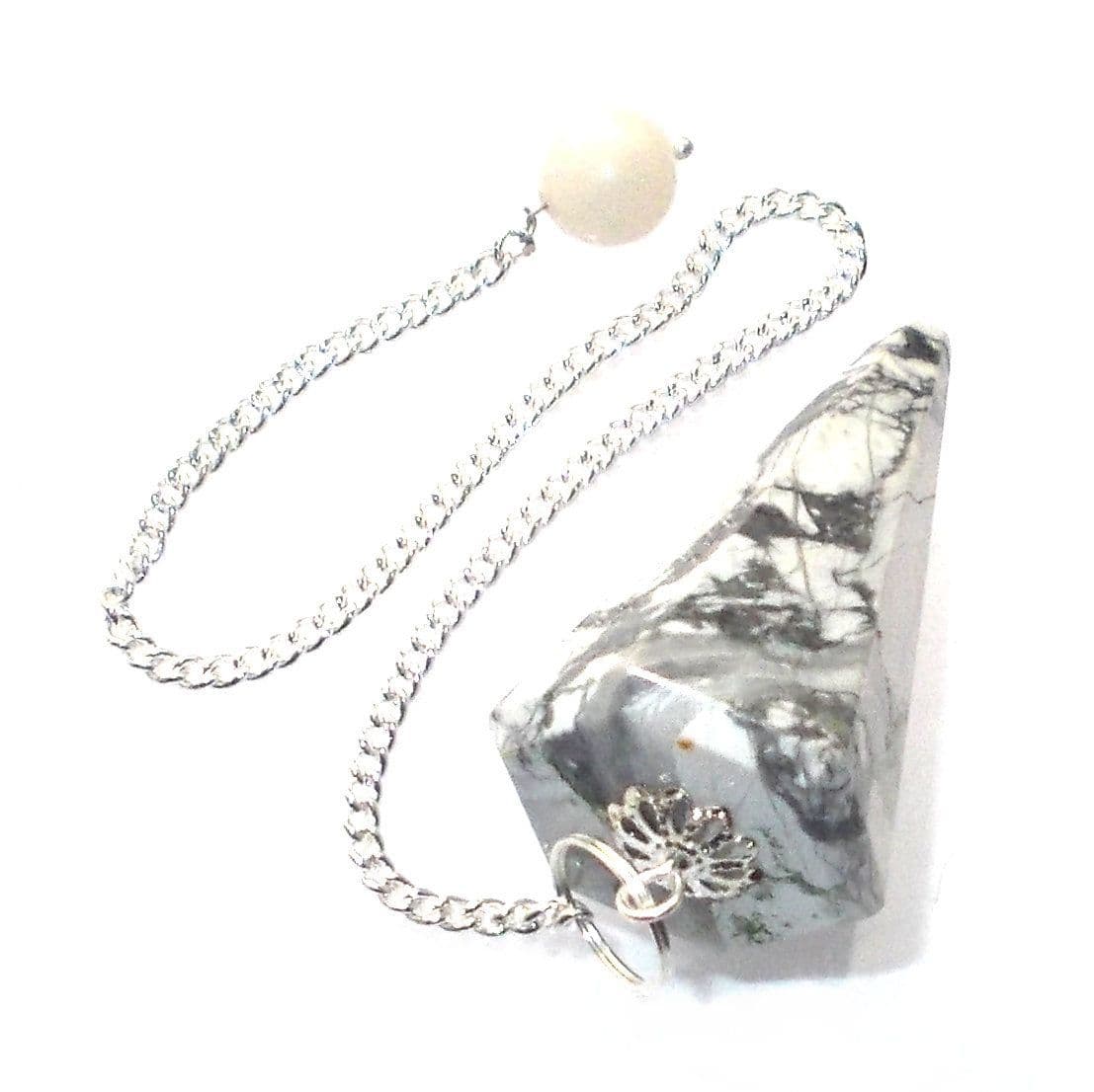 White Howlite Pendulum Dowsing Crystal Point