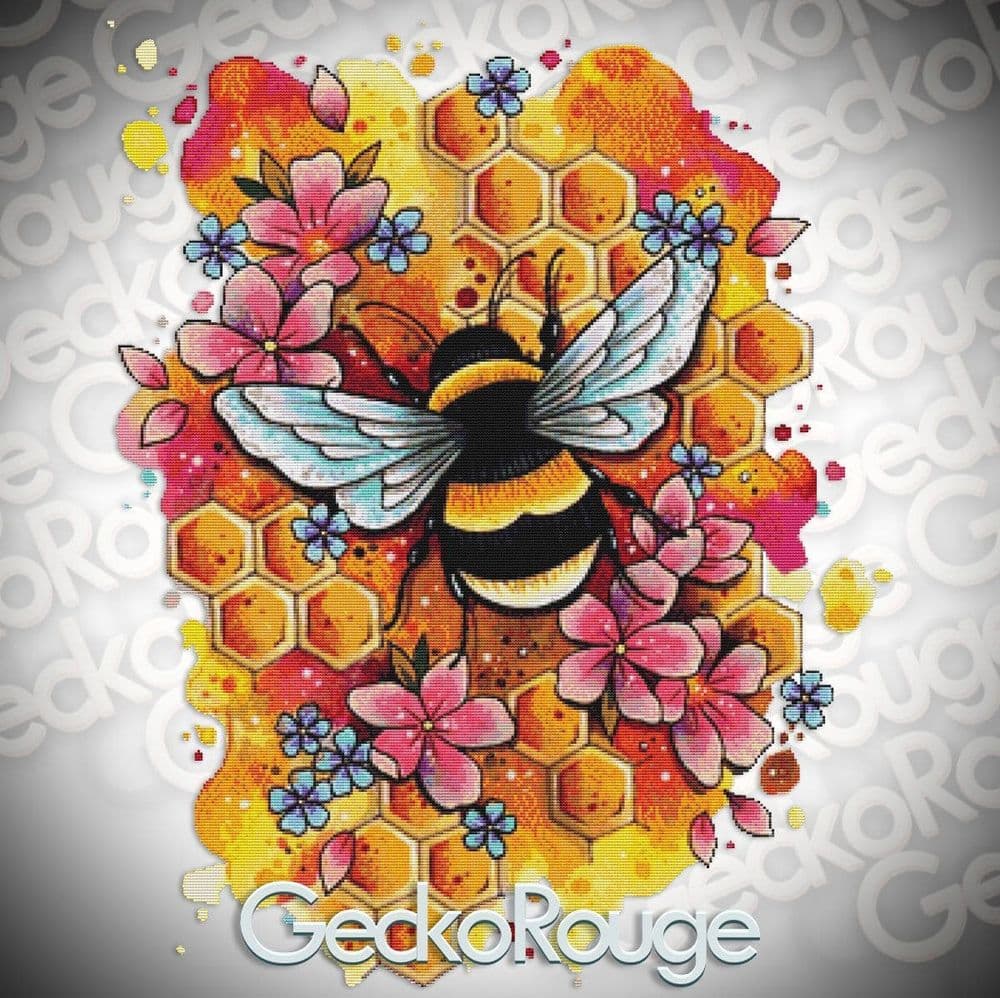 Bee by Lorna Laine - GeckoRouge Modern Cross Stitch Kit