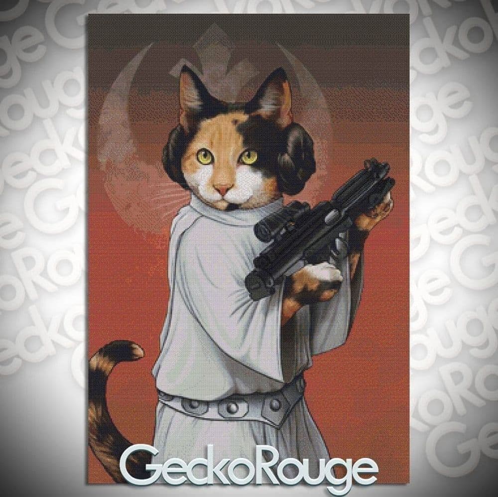Leia Cat by J Parks Modern Cross Stitch Art Kit