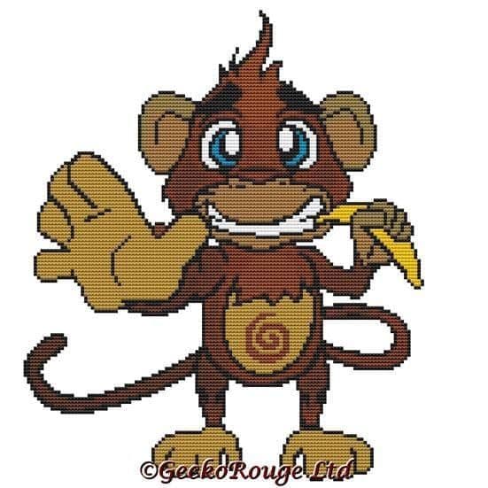 Monkey Alex by Swirlies World Modern Cross Stitch Art Kit