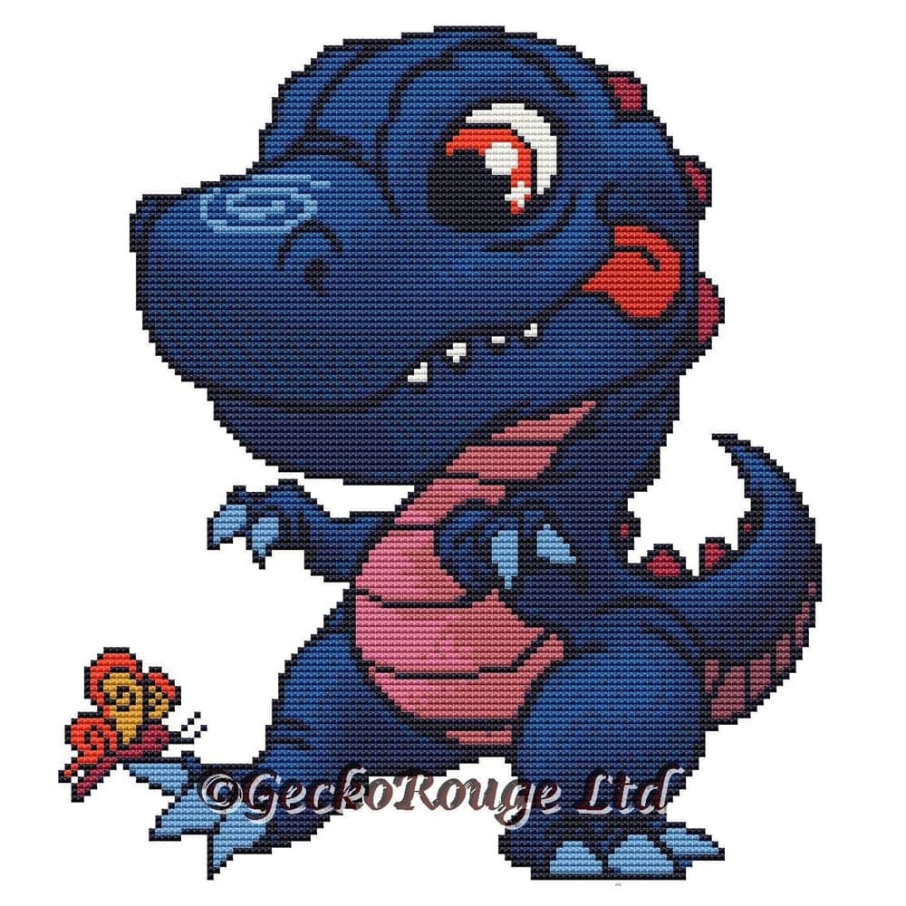 T-Rex Hugo and Florence by Swirlies World Modern Cross Stitch Art Kit