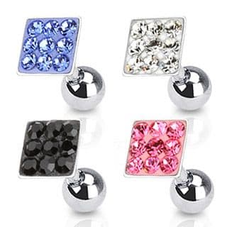 Cartilage Bar with Square Gem Top