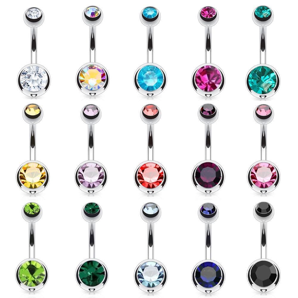 Double Gem Belly Bar With Coloured Gems double-gem-belly-bar-with-coloured-gems
