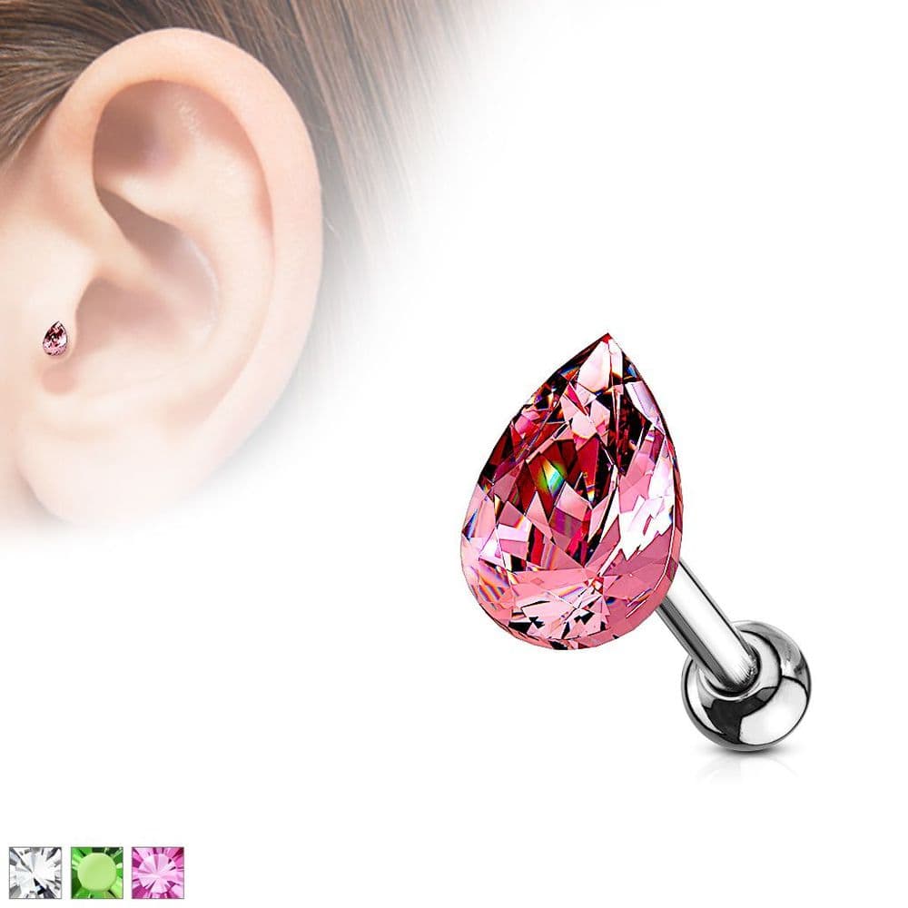 Tear Drop Gem Cartilage Bar