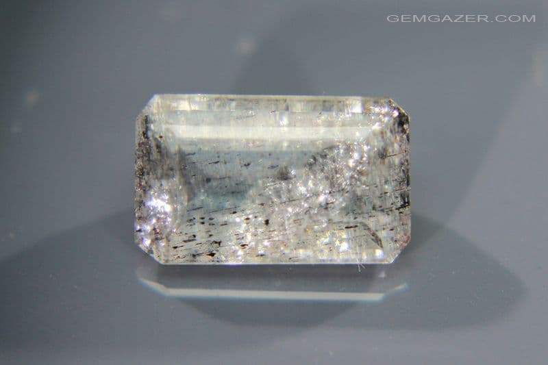 Aquamarine Sunstone with schiller effect faceted Brazil 3 06 carats Video