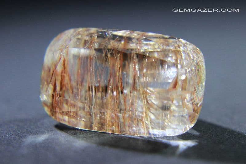 Colourless Topaz with Limonite inclusions faceted Myanmar 49 14 carats