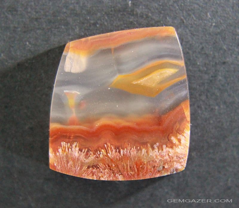 Condor Fortification Sagenitic Agate cabochon Patagonia Argentina 22 31 ...