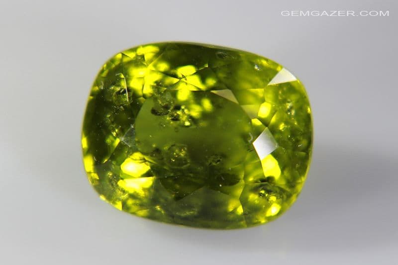 Peridot with Lily-Pad inclusions faceted Pakistan 7 22 carats