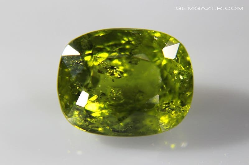 Peridot with Lily-Pad inclusions faceted Pakistan 7 22 carats