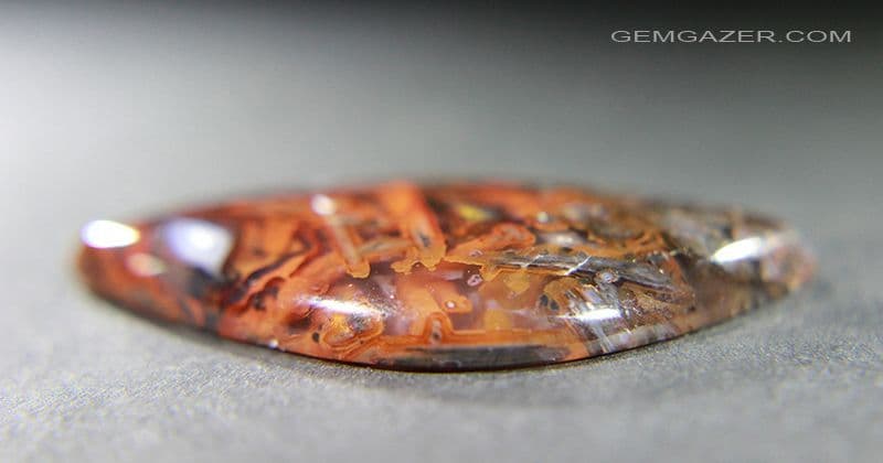 Pseudomorph and Stick Agate cabochon Turkey 50 67 carats
