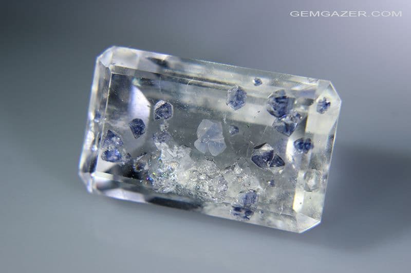 Quartz with blue Fluorite crystal inclusions faceted Madagascar 24 01 ...