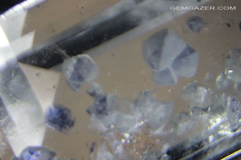 Quartz with blue Fluorite crystal inclusions faceted Madagascar 24 01 ...