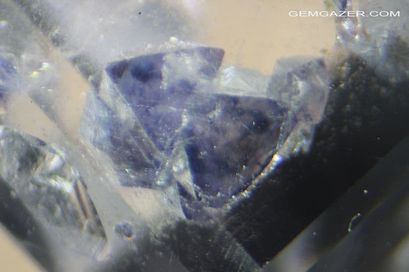 Quartz with blue Fluorite crystal inclusions faceted Madagascar 24 01 ...