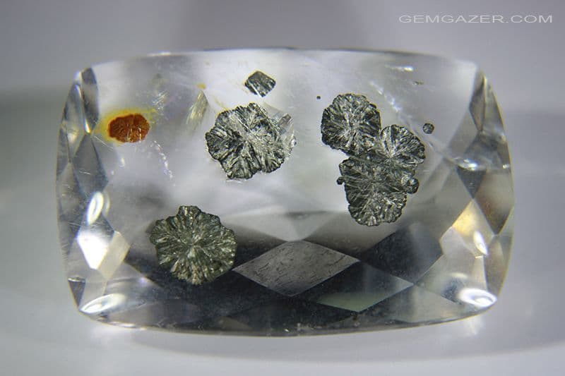 Quartz with Pyrite inclusions faceted Brazil 46 44 carats Video