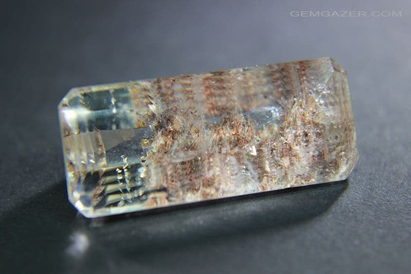 Quartz with Sagenitic Clay Lodolite inclusions faceted Madagascar